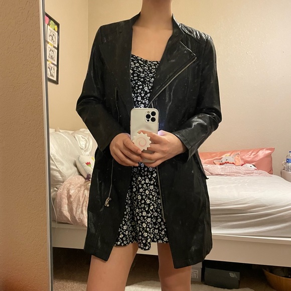 ggpx | Jackets & Coats | Black Midi Leather Jacket From Korea | Poshmark
